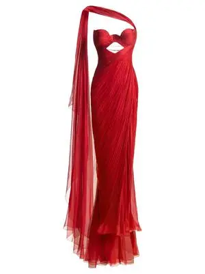 MARIA LUCIA HOHAN Yasmine Cut-out Draped Gown - Red