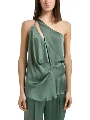 SEMICOUTURE Cut-out One-shoulder Top - Green