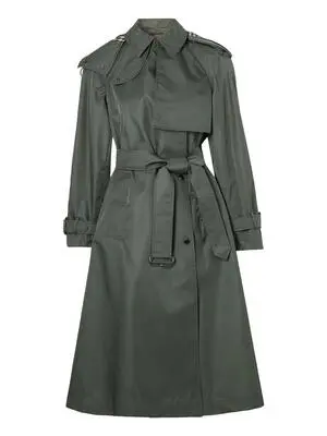 Burberry Belted Hooded Shell Trench Coat Forest Green