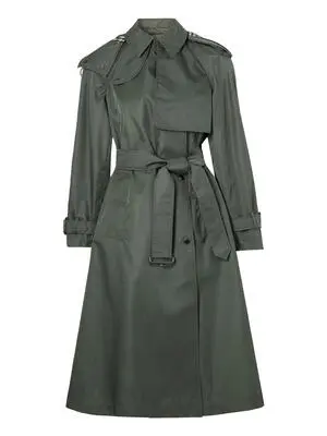 Burberry Belted Hooded Shell Trench Coat - Green