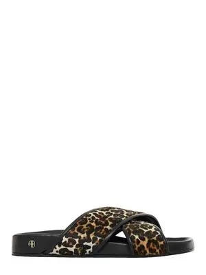 ANINE BING Emi Leopard-print Sandals - Brown
