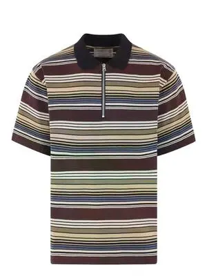 Sacai Striped Polo Shirt - Brown