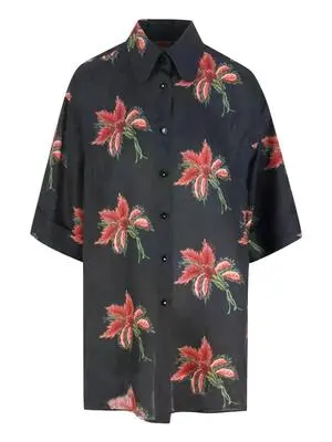 Valentino Garavani Floral-print Shirt - Black