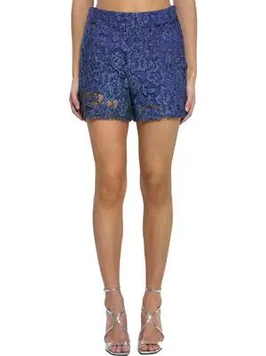 Federica Tosi Lace High-waist Shorts - Blue