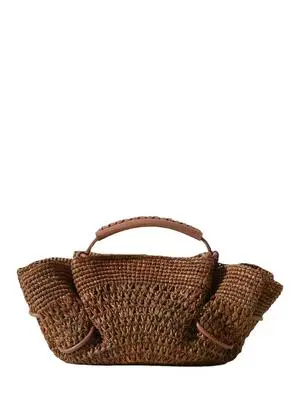 Hereu Mini Arta Crochet Raffia Tote Bag - Brown