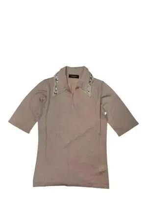 Fabiana Filippi Collar-embellished T-shirt - Neutrals