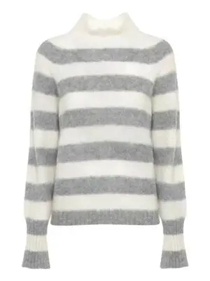 Antonelli Firenze Striped Roll-neck Sweater - White
