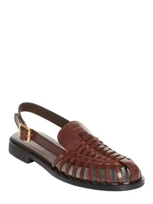 Miu Miu Slingback Huarache Sandals - Brown