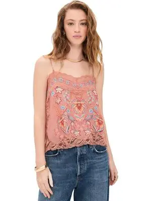 Farm Rio Lace Trimmed Blouse - Boho Enhance Mocha
