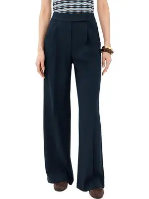 Veronica Beard Marbeau Wide Leg Pants - Navy