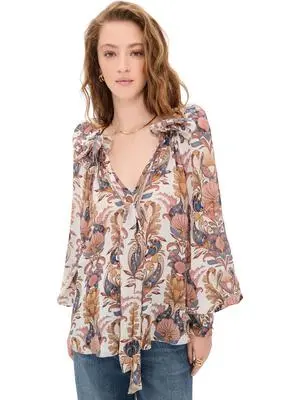 Farm Rio Sea Garden Blouse - Sea Garden Off-white