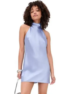Show Me Your Mumu Lisa Mini Dress - Borrowed Blue Luxe Satin