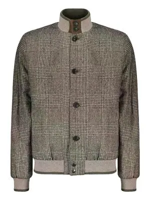 Fedeli Check-pattern Bomber Jacket - Brown