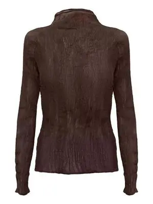 Issey Miyake High-neck Long-sleeve Top - Brown