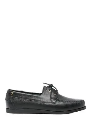 VINNY'S Boatman Lace-up Boat Shoes - Black