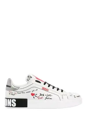 Dolce & Gabbana Graphic Detail Lace-up Sneakers - White