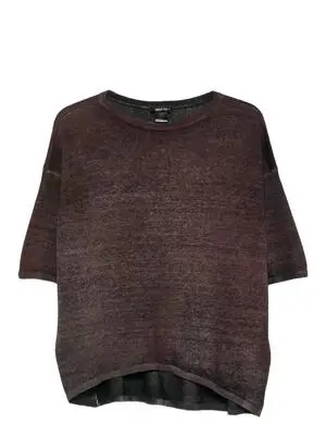 Avant Toi Crew-neck Short Sleeve Knit Top - Brown