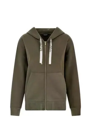 Max Mara Front Zip Cotton Hoodie - Green