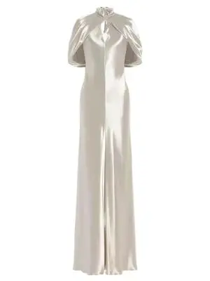 Alberta Ferretti Crossed-collar Floor-length Dress - White