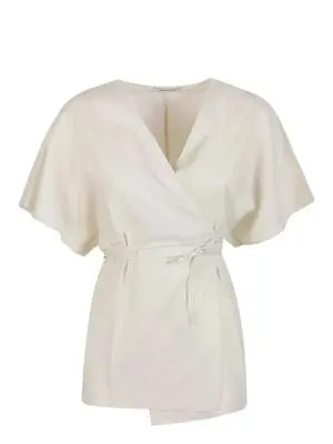 HINNOMINATE Wrap Belted Blouse - Neutrals