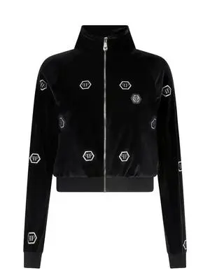 Philipp Plein Embellished Zip-up Sweatshirt - Black