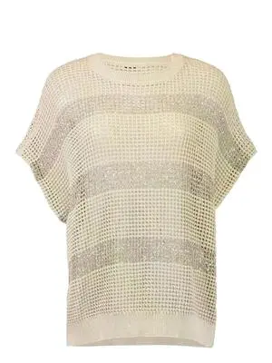 Brunello Cucinelli Stripe-pattern Crew-neck Top - Neutrals
