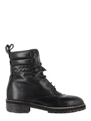 Bottega Veneta Eldfell Leather Combat Boots - Black