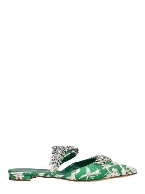 Manolo Blahnik Crystal-embellished Mules - Green