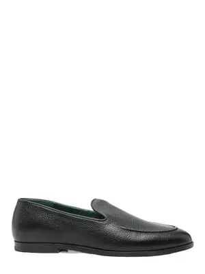 VINNY'S Marcel Grained-leather Loafers - Black