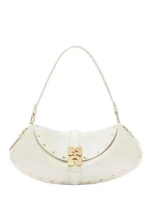 GANNI Buckle Embellished Shoulder Bag - White