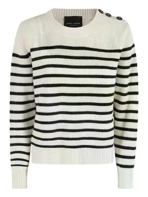 ROBERTO COLLINA Striped Button-shoulder Sweater - White