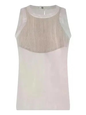 Sacai Pleated Chiffon Sleeveless Top - White