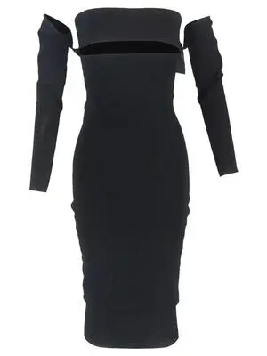Alexander McQueen Cut-out Off-shoulder Midi Dress - Black