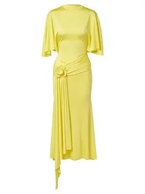 David Koma Floral-appliqué Jersey Cocktail Dress - Yellow