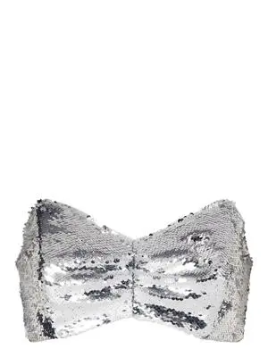 Simone Rocha Sequined Bandeau Top - Silver