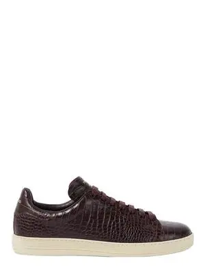 TOM FORD Warwick Croc-effect Leather Sneakers - Burgundy
