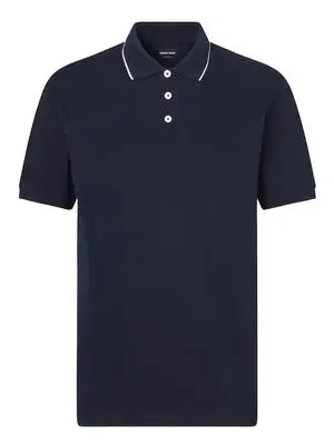Giorgio Armani Cotton Piqué Polo Shirt - Blue