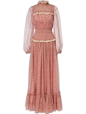 Dolce & Gabbana Floral Silk And Cotton Chiffon Gown - Pink