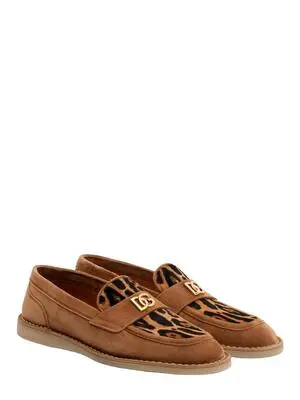 Dolce & Gabbana Suede And Calf Hair Loafers - Brown