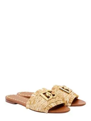 Dolce & Gabbana Raffia Slides - Beige