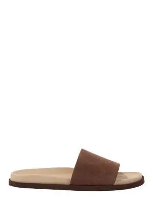Brunello Cucinelli Suede Slides - Brown