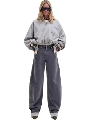 DARKPARK Alva Cotton Cropped Sweatshirt - Grey