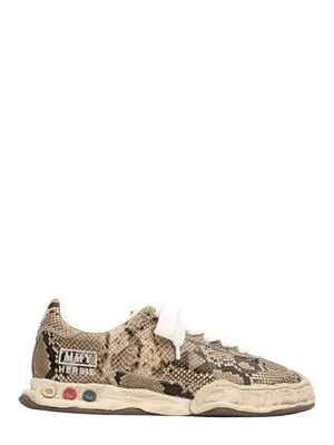 Mihara Yasuhiro Herbie Og Sole Leather Low Python Printed Sneakers - Natural