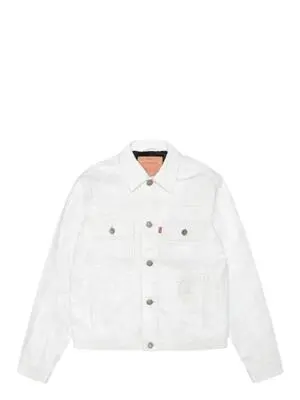 StÜssy Leather Trucker Jacket - Tofu