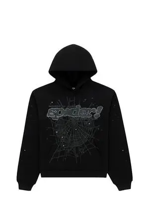 SP5DER Rhinestone Punk V2 Hoodie - Black