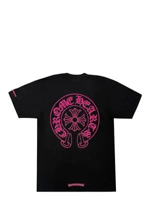 Chrome Hearts Pink Horseshoe Pocket Sleeve Tee Shirt - Black