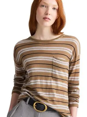 TWP Striped Cashmere Crewneck - Ermine Multi