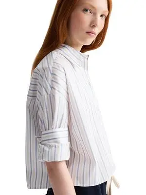TWP Next Ex Striped Shirt - White / Kentucky Blue