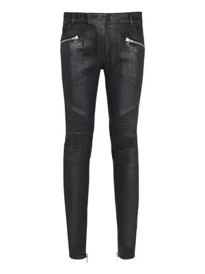 Balmain Biker Denim Pants - Black