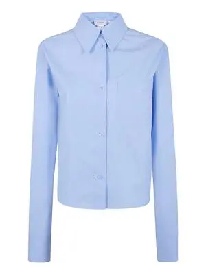 Max Mara Spxceppo Popeline Cotton Cropped Shirt - Blue